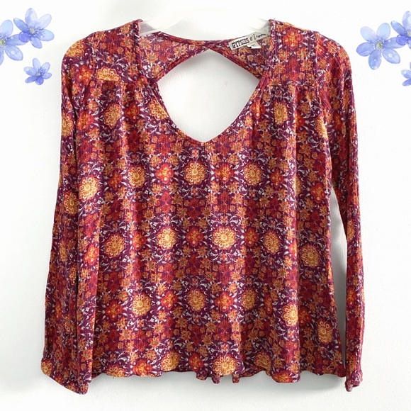 Gypsies & Moondust | Tops | Gypsies Moondust Floral Long Sleeve Rayon ...